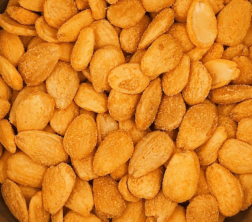 Barbecue extra virgin olive oil fried almonds skinless